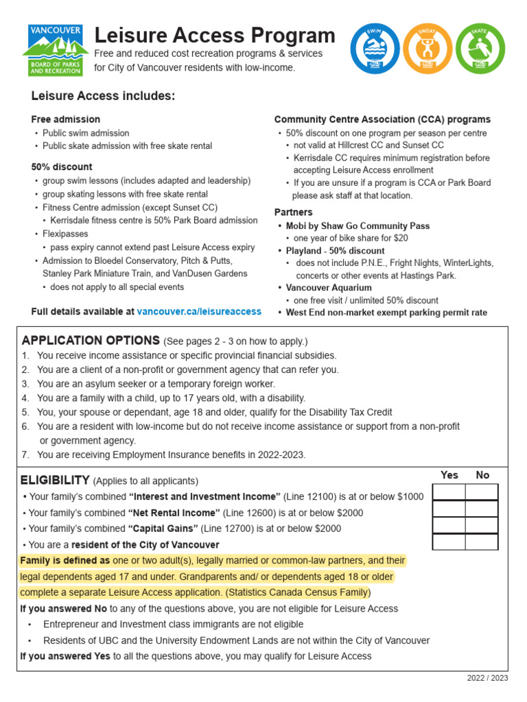 Vancouver Leisure Access Program Guide | PDF