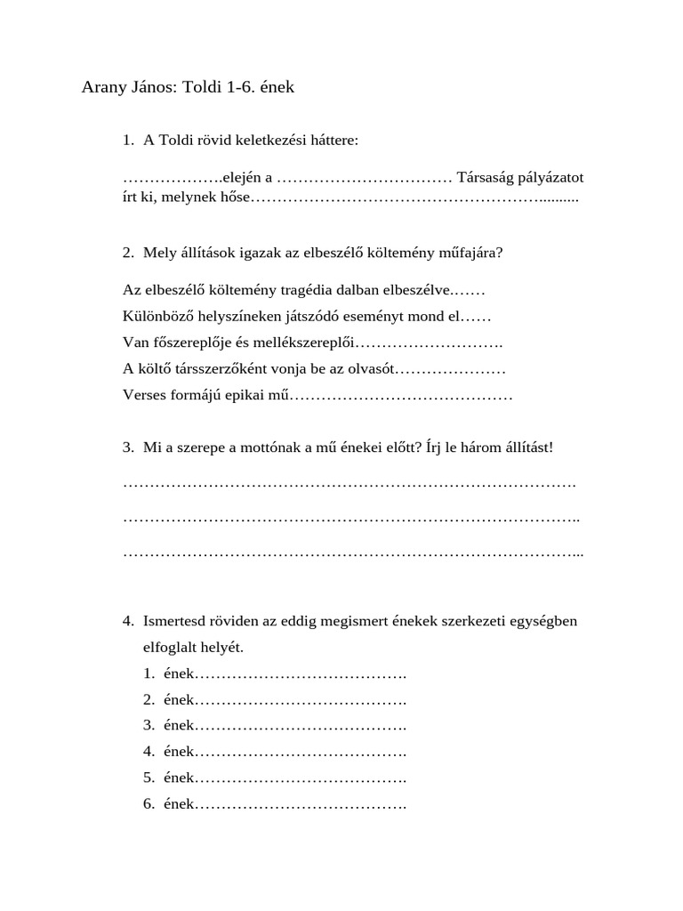 Toldi Részösszefoglalás | PDF