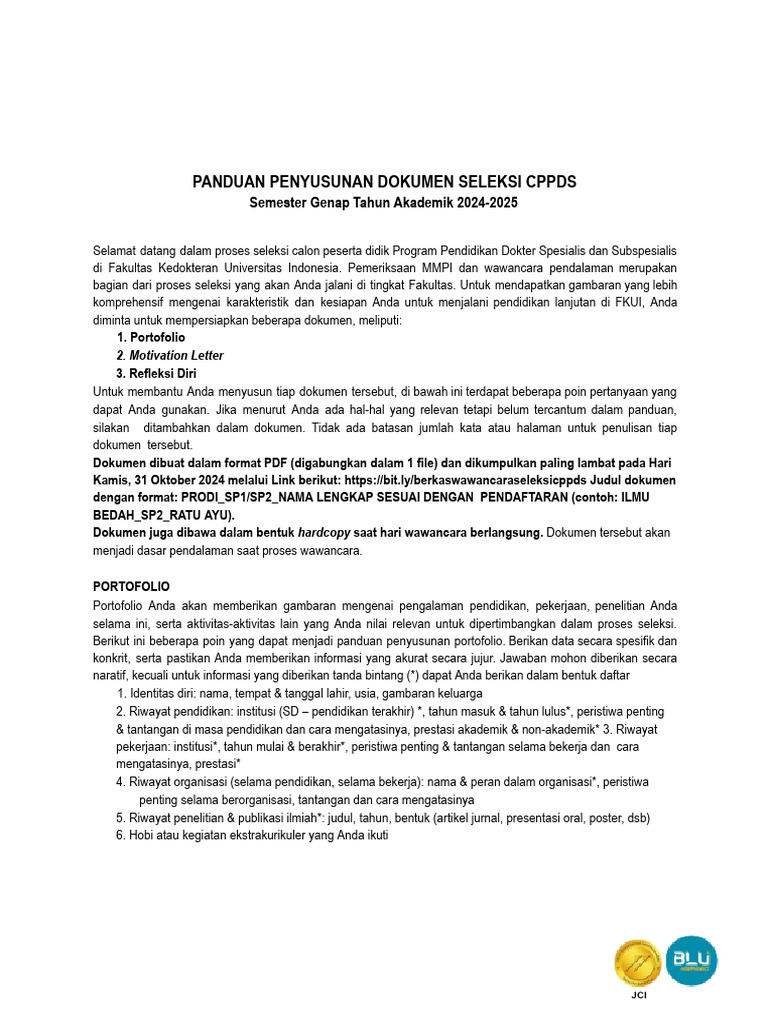 Panduan Seleksi CPPDS 2024-2025 | PDF