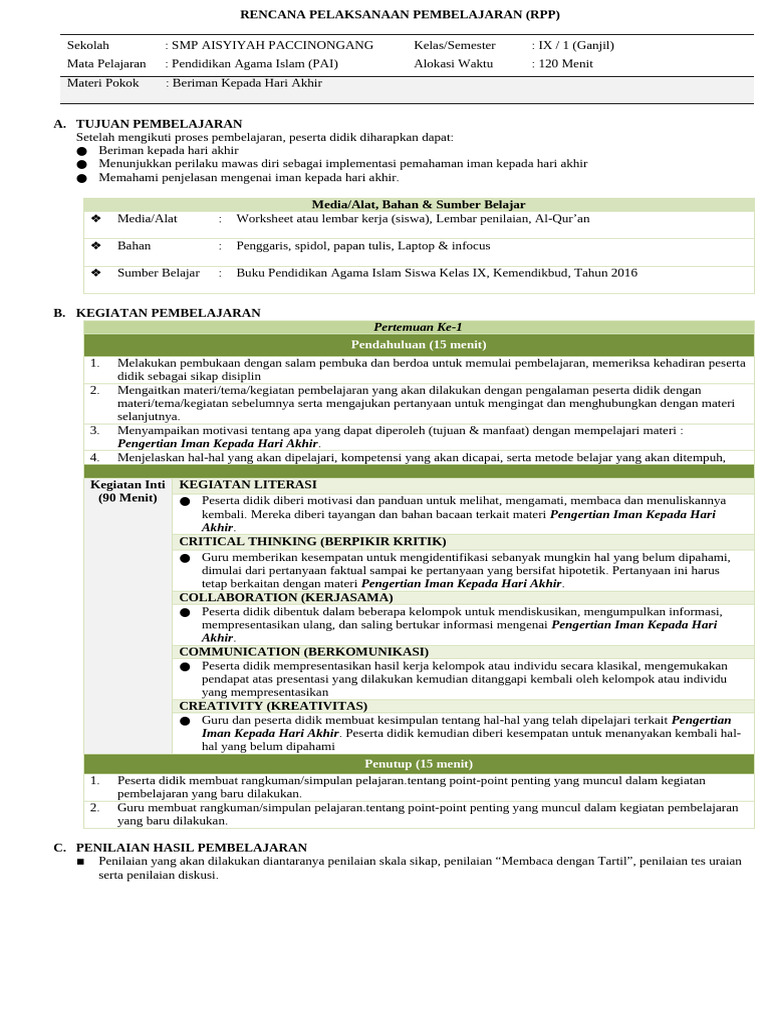 RPP GANJIL 2021-2022 | PDF