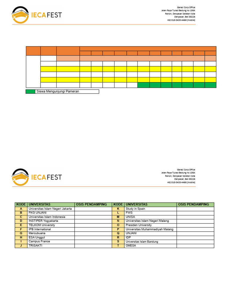 SMAN 6 CIMAHI Jadwal Sosialisasi IECA Fest | PDF