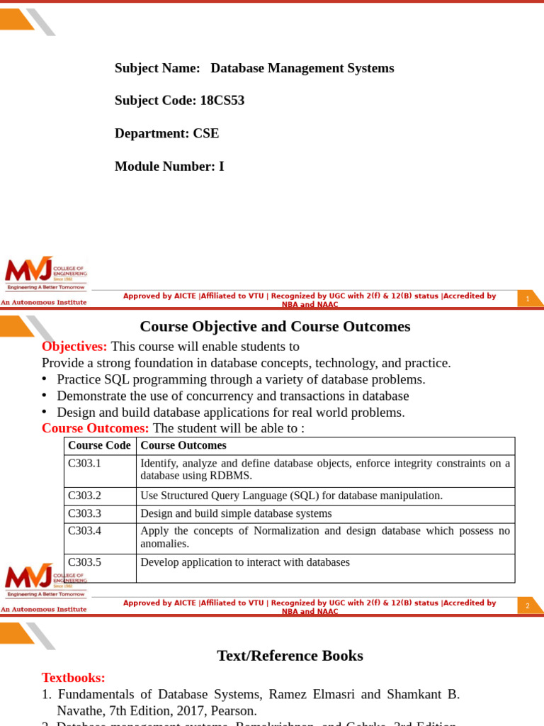 MVJ Dbms Module 1 Complete | PDF | Databases | Conceptual Model
