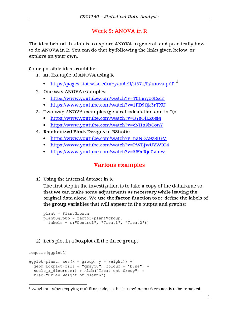 Lab8_ANOVA in R | PDF | Analysis Of Variance | Scientific Method