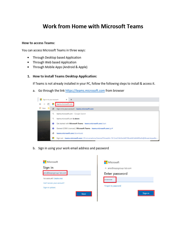 Teams Installation and Access | PDF