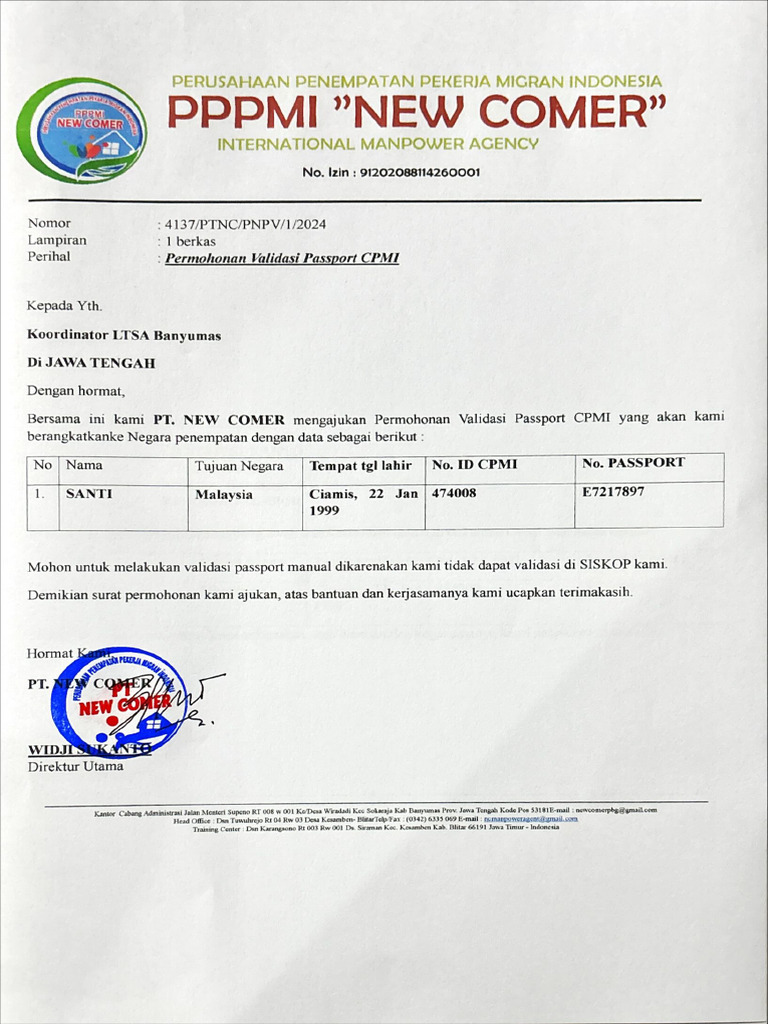 PVP SP Passport KK KTP | PDF