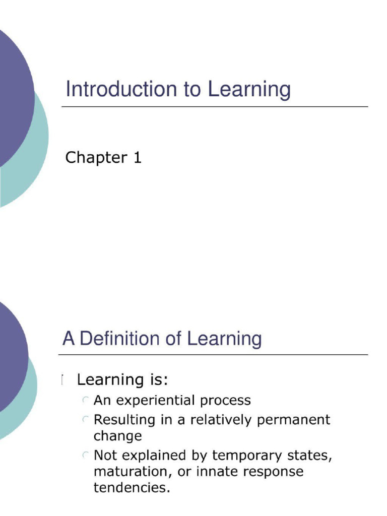 Introduction To Lerning | PDF