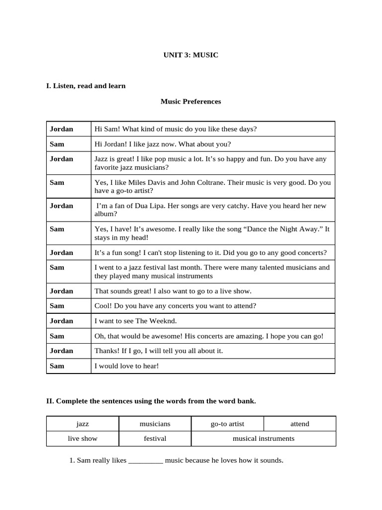 Music Preferences and Concert Experiences | PDF