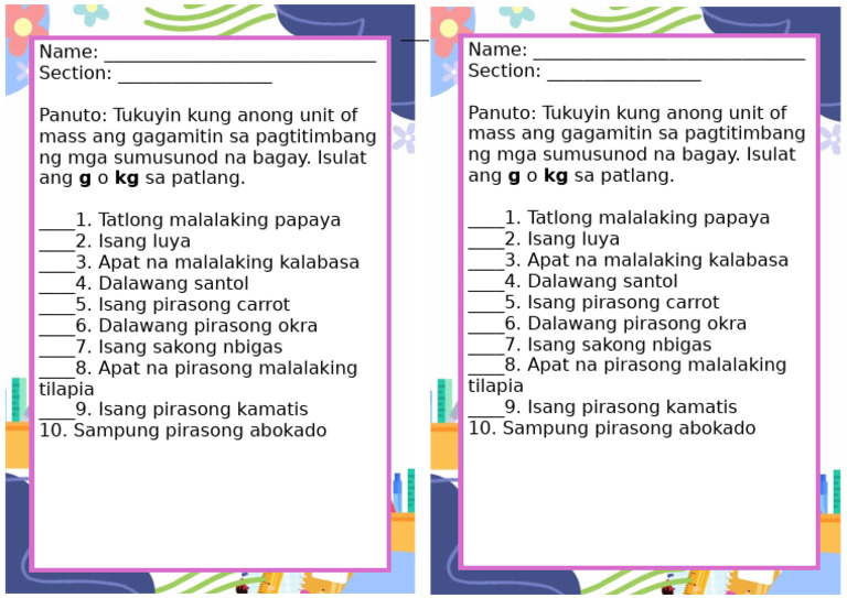 4th QUARTER MATH ACTIVITY CARD | PDF