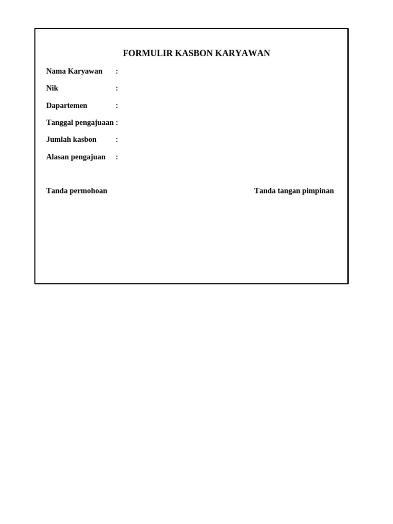 Formulir Kasbon Karyawan Lor Isi | PDF