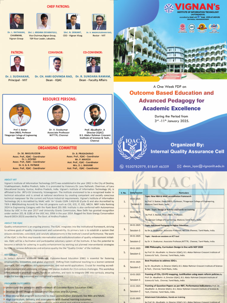 FDP On OBE - BROCHURE | PDF