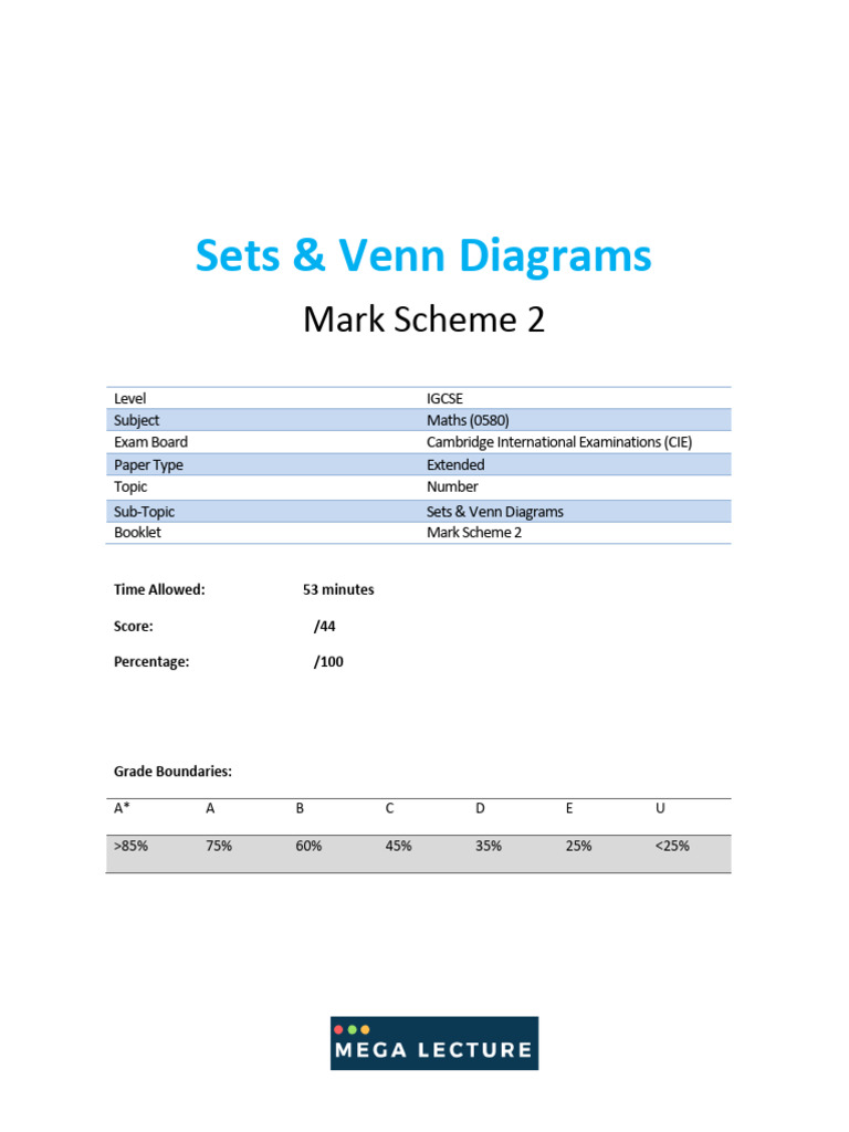 Venn Diagrams in IGCSE Maths | PDF | Standardized Tests | Student ...