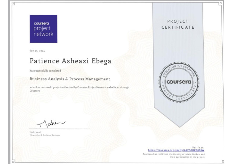 BUSINESS ANALYSIS and PROJECT MANAGEMENT COURSERA | PDF