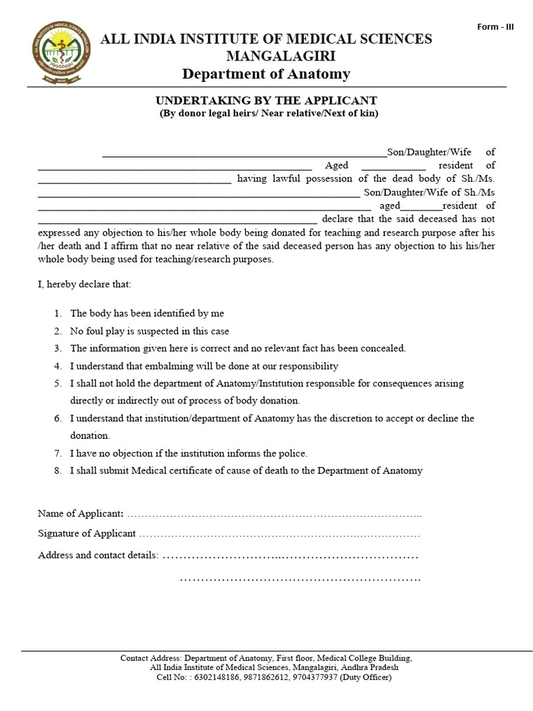 Form III Undertaking | PDF