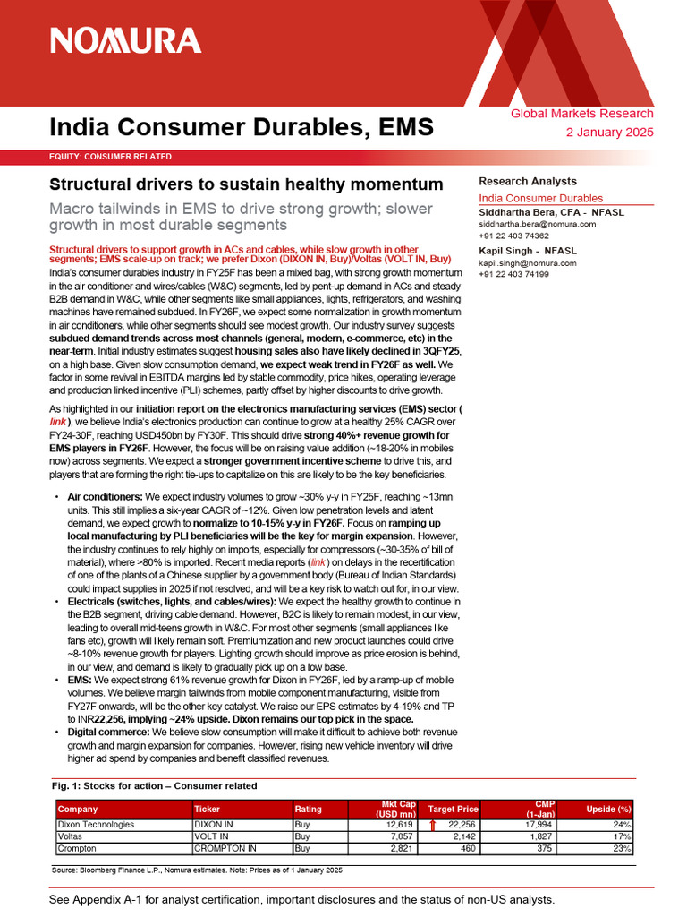 India Consumer Durables Outlook FY25 | PDF | Demand | Home Appliance