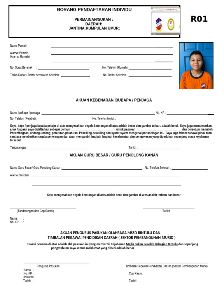 Borang Pendaftaran R01 | PDF
