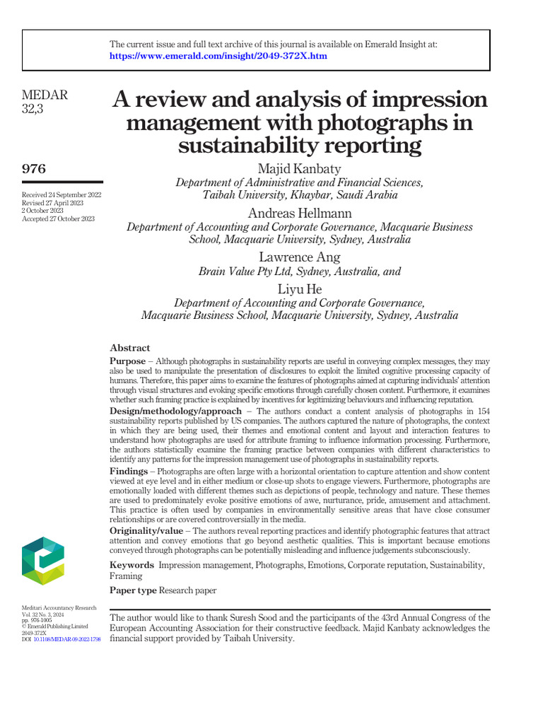A Review and Analysis of Impression Management With Photographs in ...
