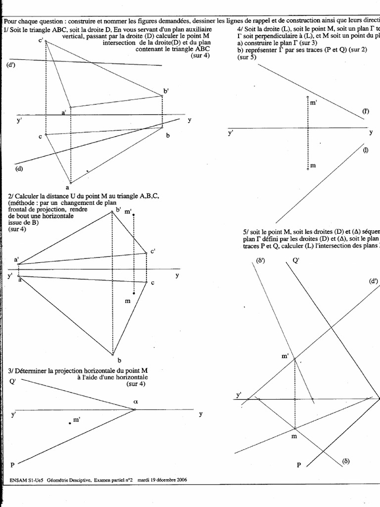 Interrogation de Géométrie Descriptive | PDF