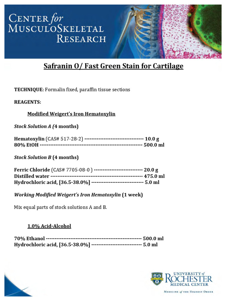 Safranin O Fast Green Staining Method | PDF | Staining | Chemical ...