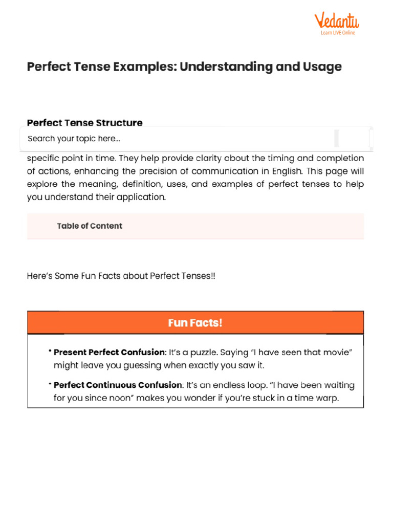 Perfect Tense Examples - Understanding and Usage | PDF