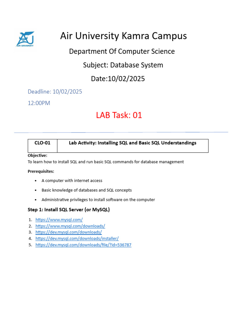 SQL Installation and Basics Lab Guide | PDF