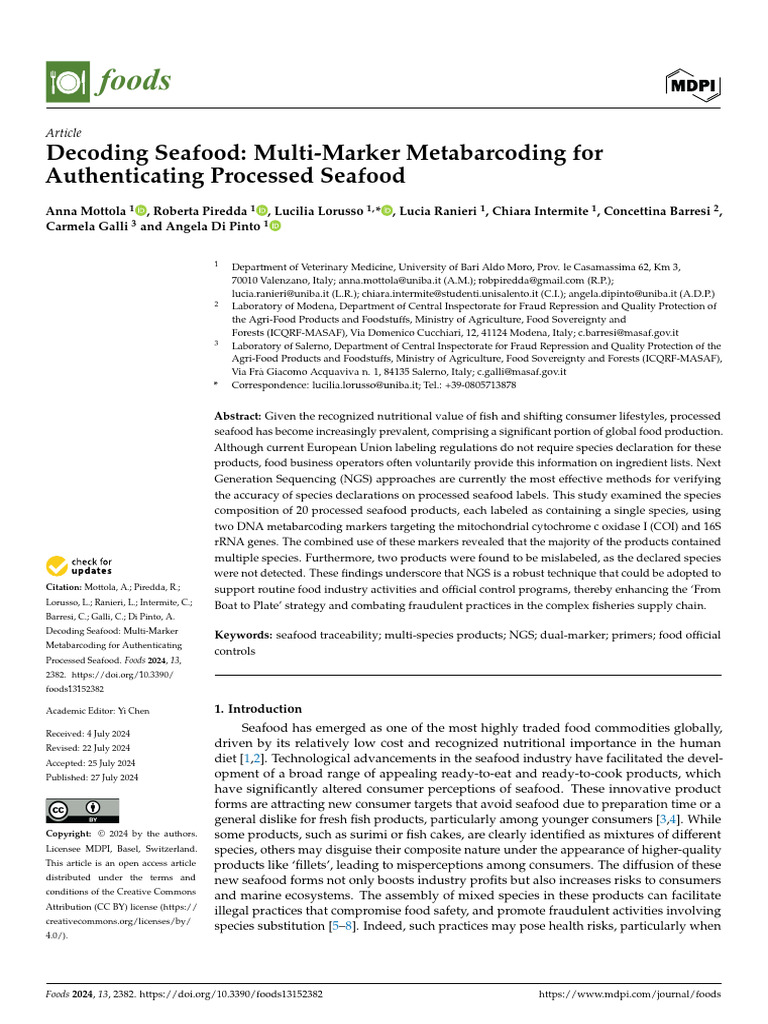 foods-13-02382-v2 | PDF | Dna Sequencing | Molecular Biology