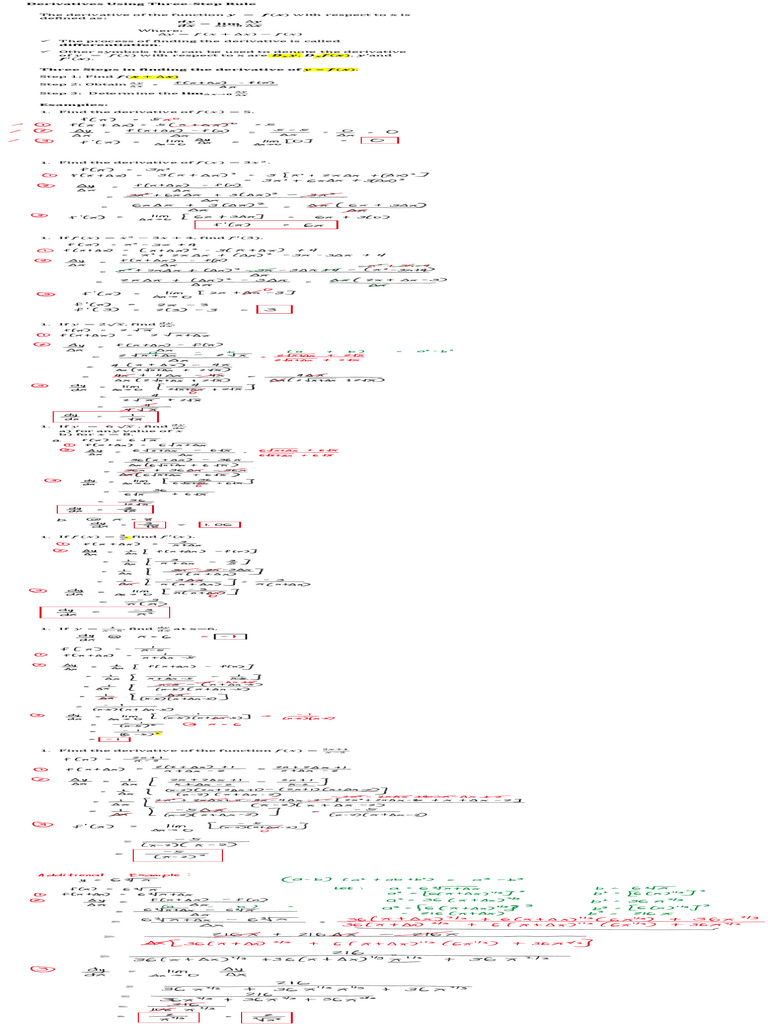 Derivatives: Three-Step Rule Guide | PDF