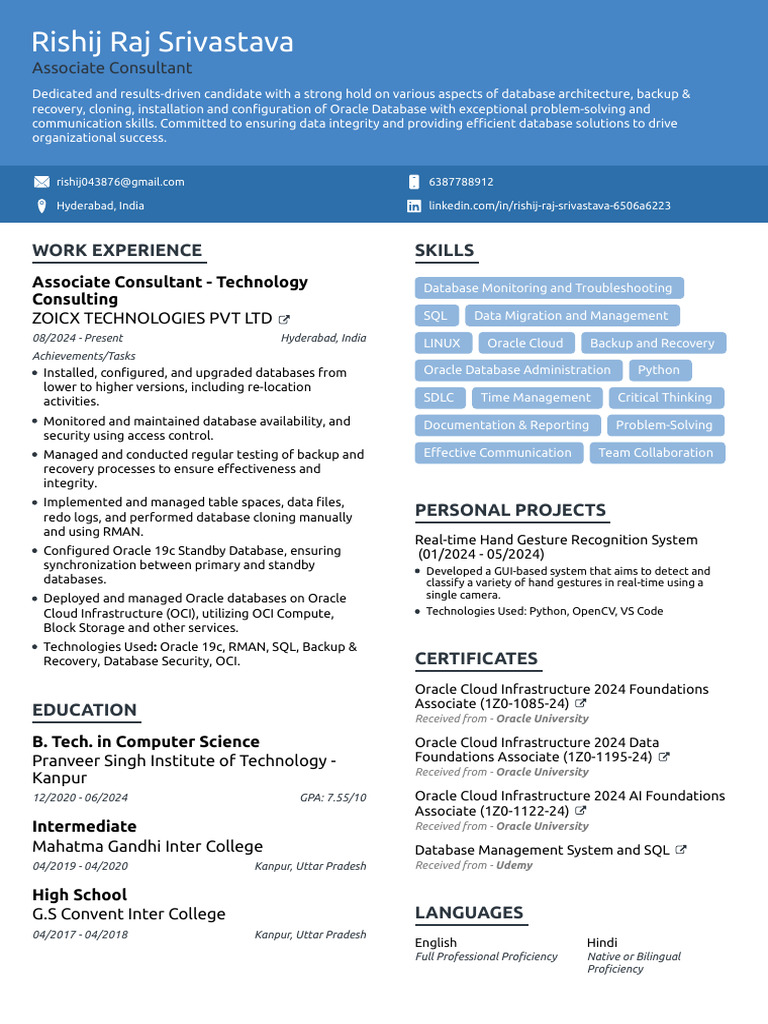 My-Resume | PDF | Databases | Cloud Computing