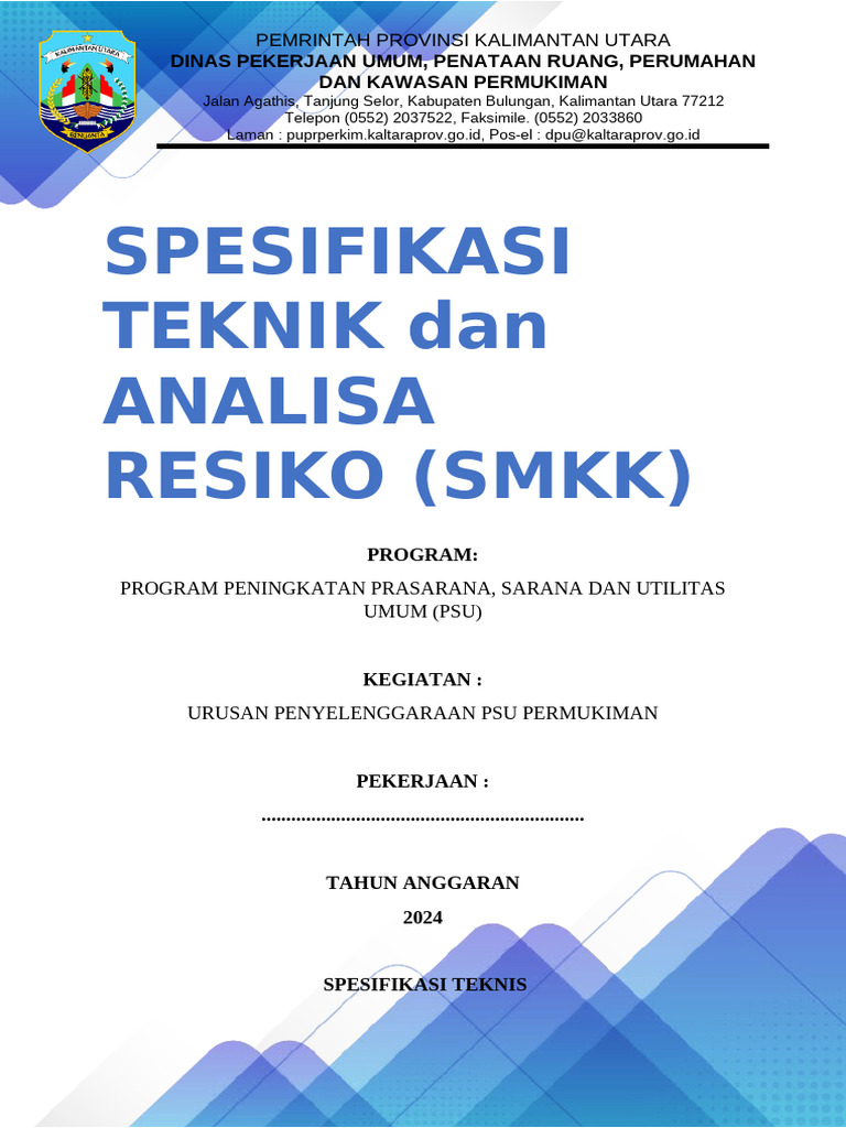 Draft Spektek Dan Analisa Resiko (SMKK) | PDF