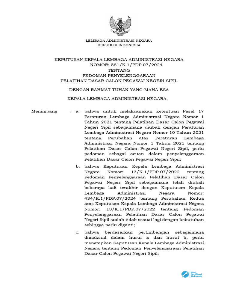 Kep LAN 581 2024 | PDF