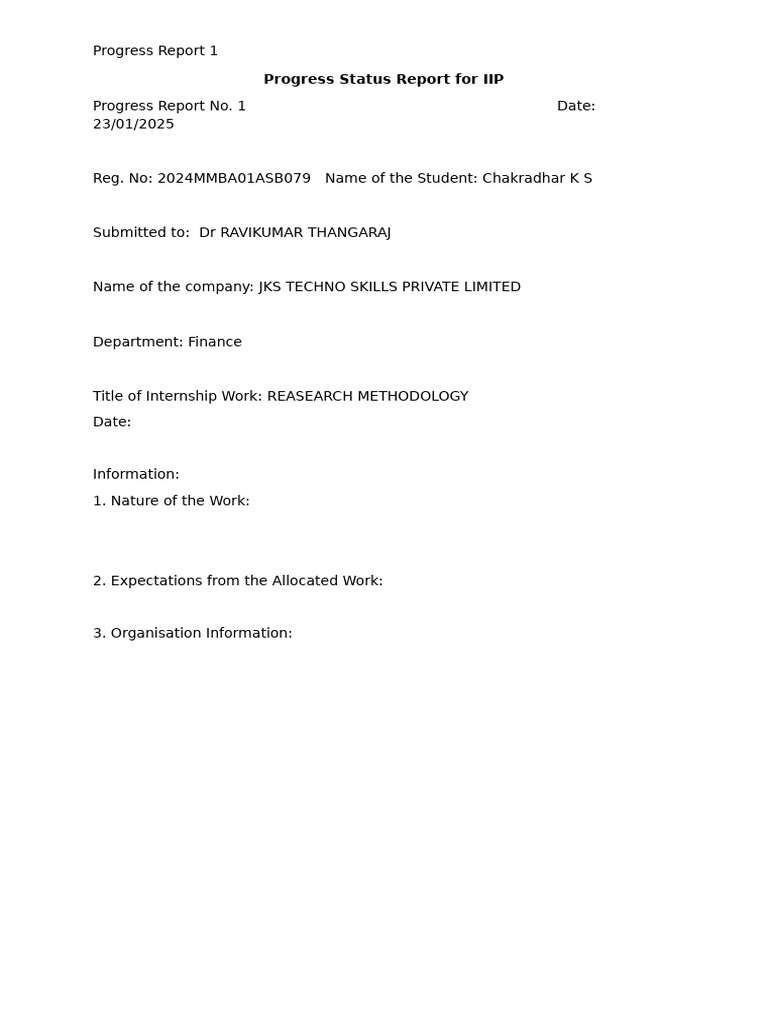 Progress Report 1 | PDF