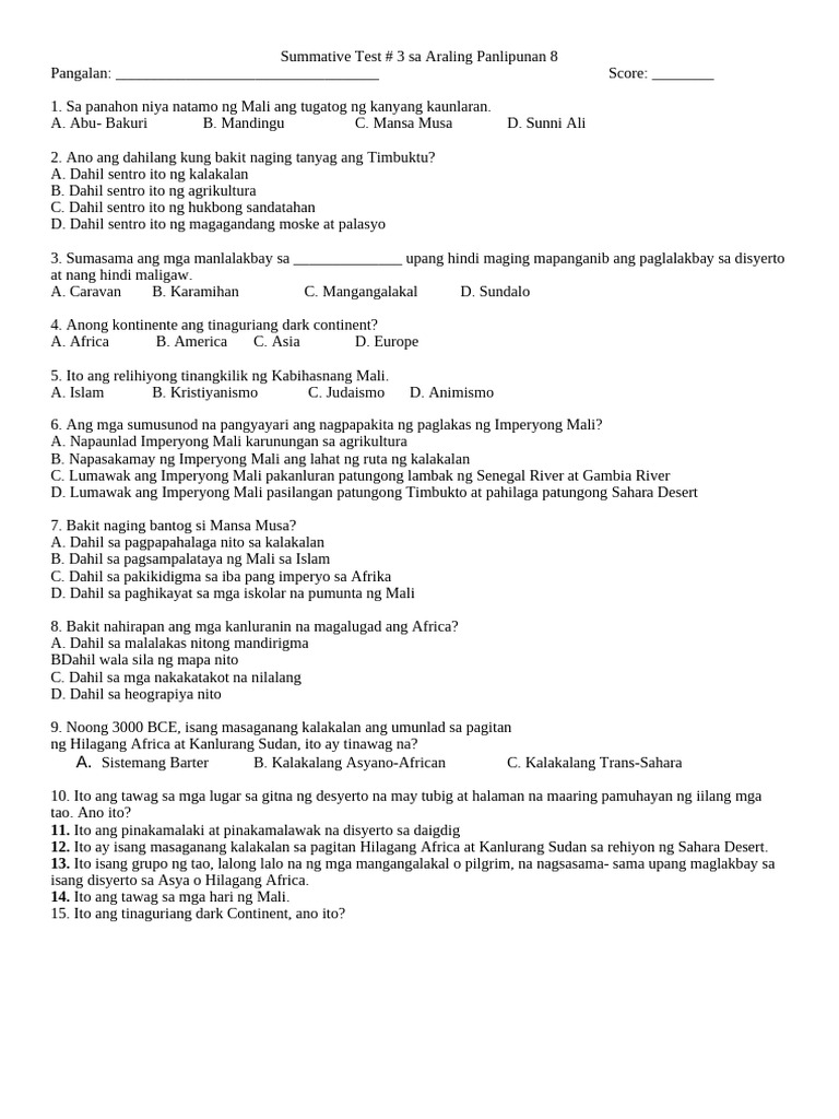 Summative Test | PDF