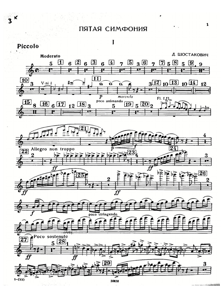 Piccolo - Shostakovich Symphony No. 5 | PDF