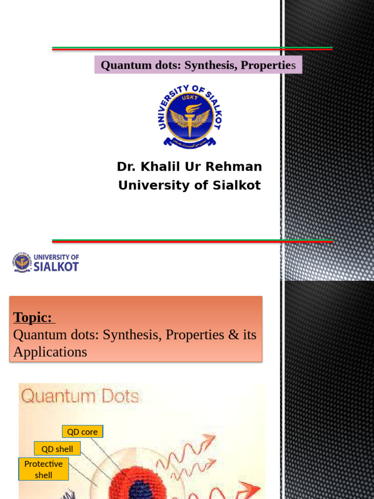 Quantum dot | PDF | Physical Sciences | Applied And Interdisciplinary Physics