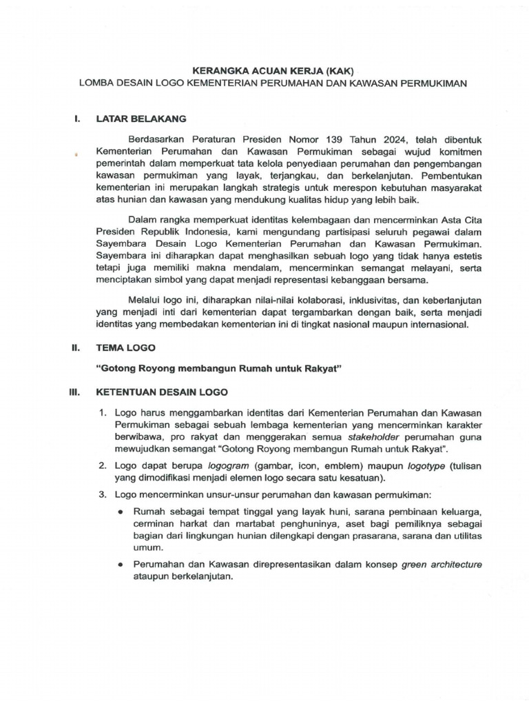Kerangka Acuan Kerja (Kak) Lomba Desain Logo PKP - Final | PDF