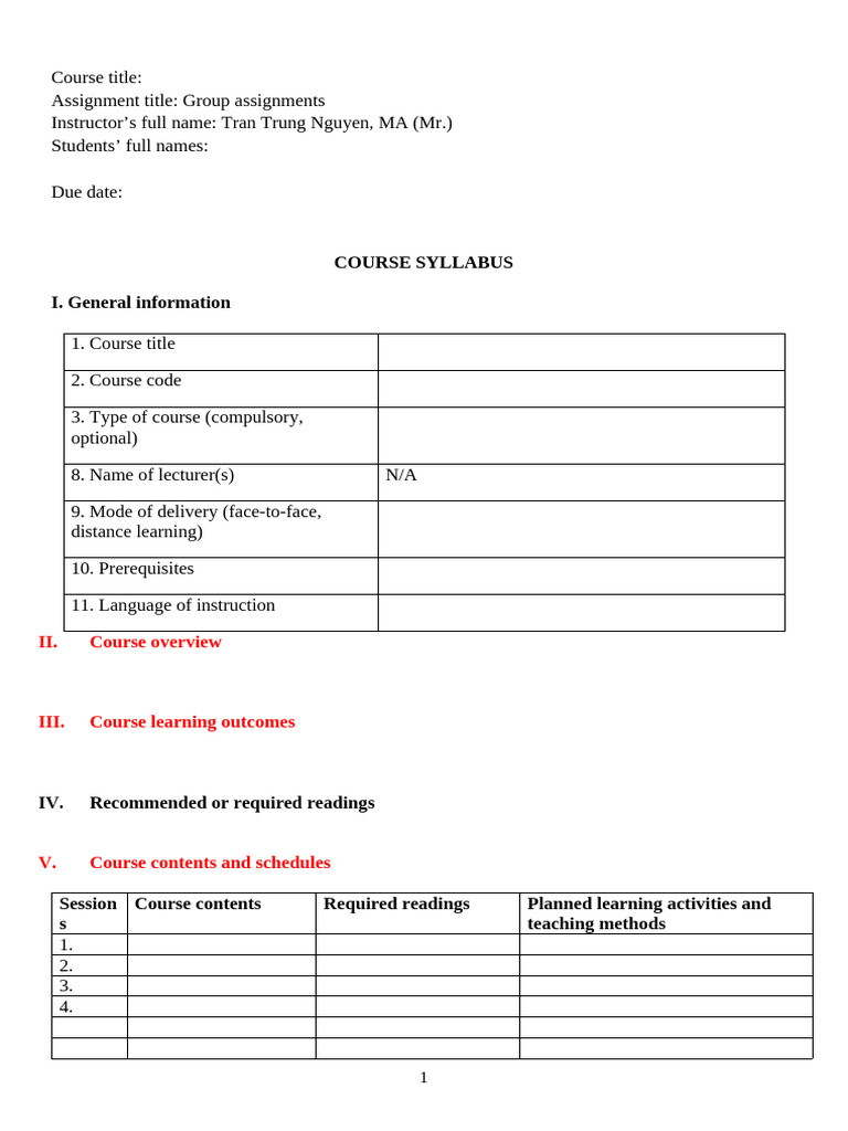 Group Assignments - Template | PDF
