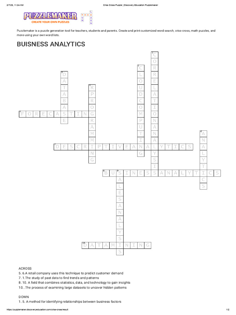 Cross Puzzel Answer | PDF