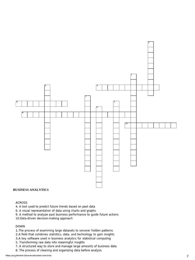 Criss Cross Puzzle - Discovery Education Puzzlemaker | PDF
