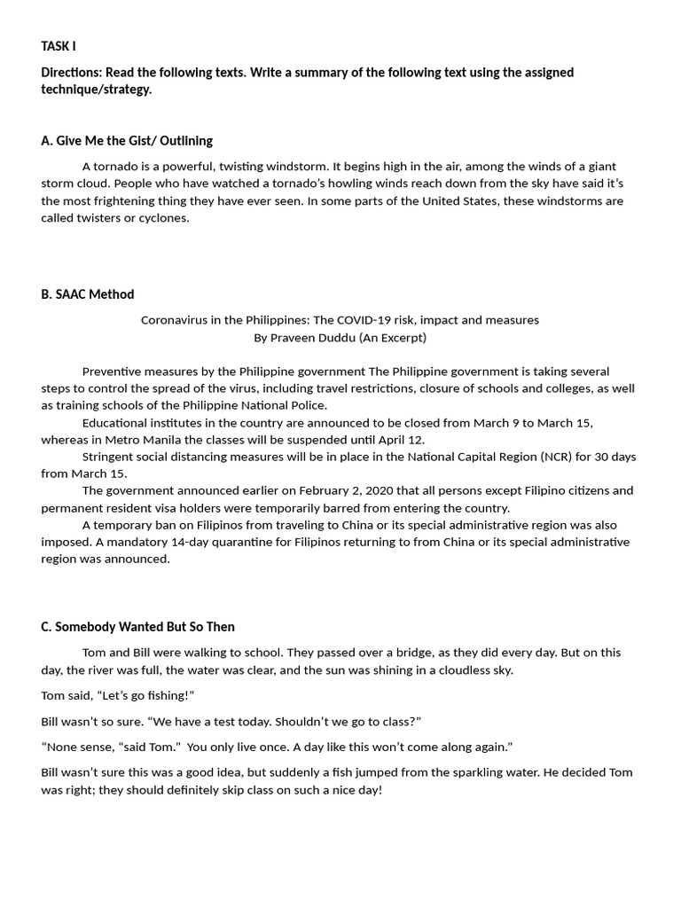 Summary Techniques for Text Analysis | PDF
