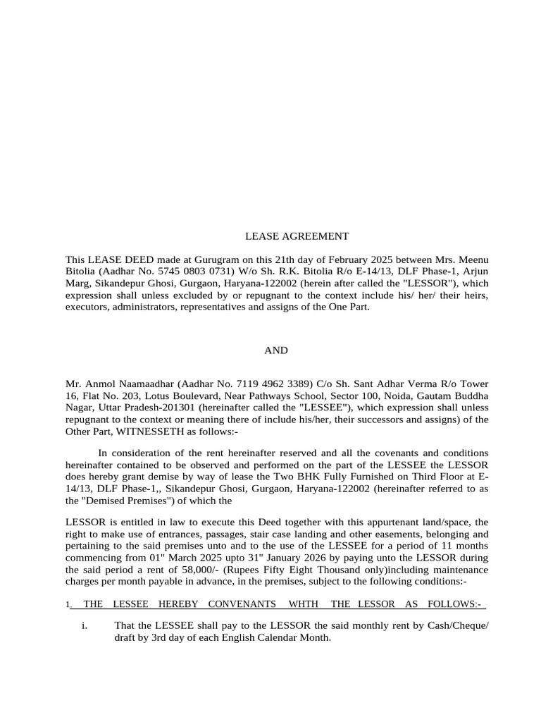 Lease Aggrement 3rd Flor | PDF | Lease | Property Law