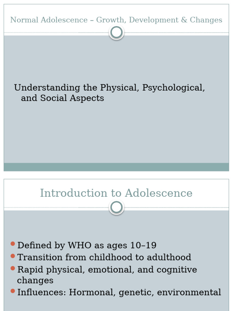 Normal Adolescence Detailed Presentation | PDF | Puberty | Adolescence