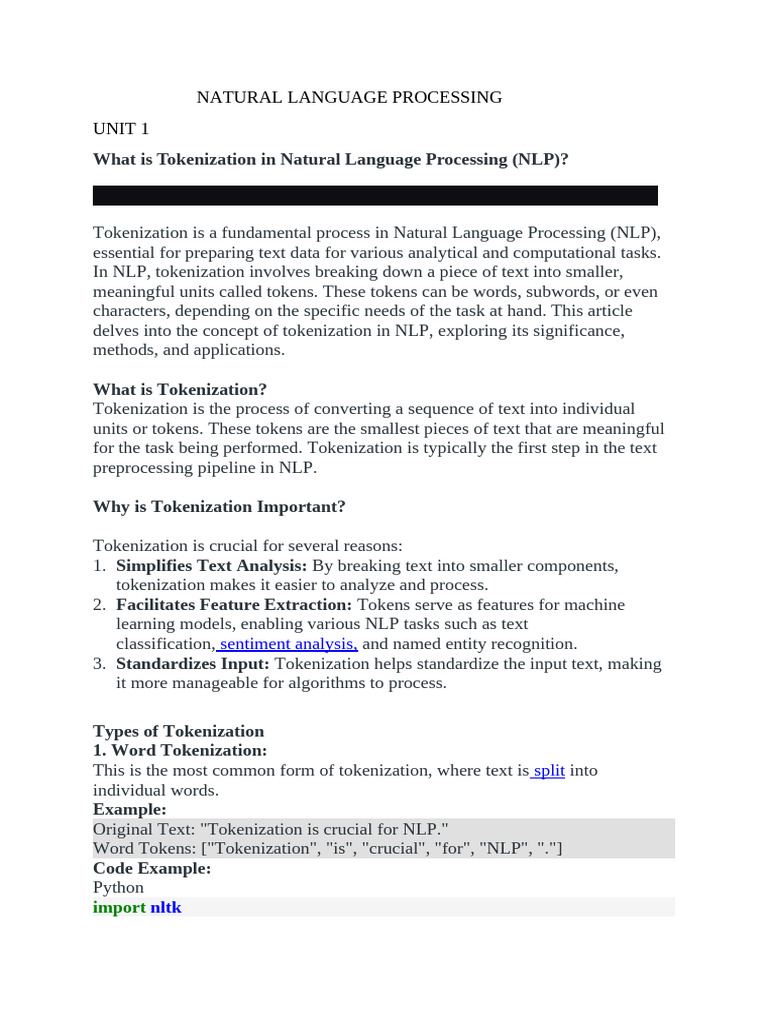 NATURAL LANGUAGE PROCESSING UNIT 1 | PDF | Morphology (Linguistics) | Linguistics