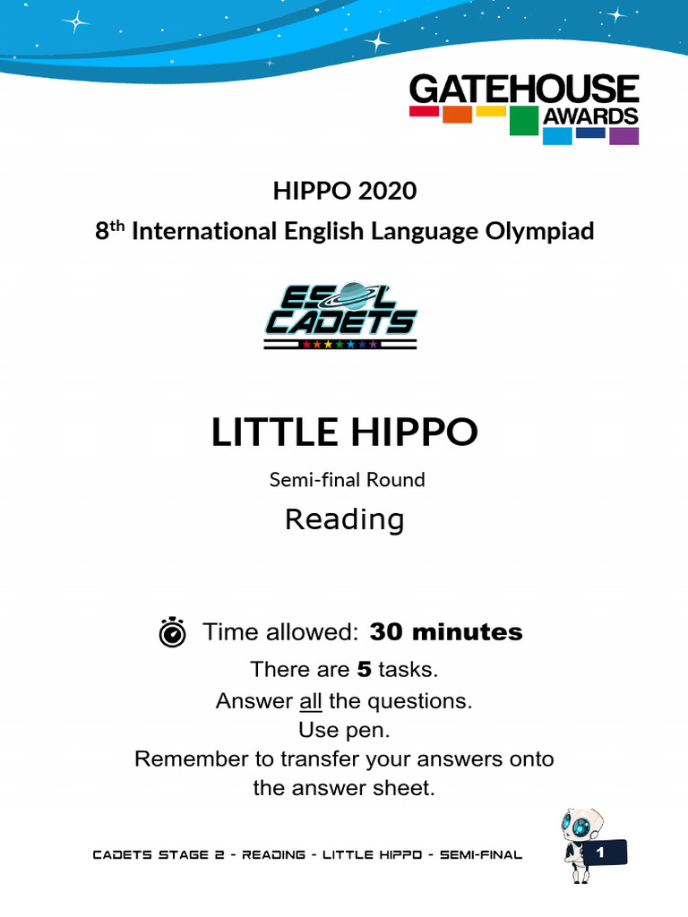 Little HIPPO 2020 Reading & Writing Test | PDF
