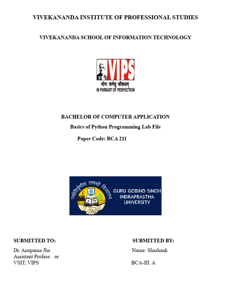 Python Programming Lab Report BCA 211 | PDF