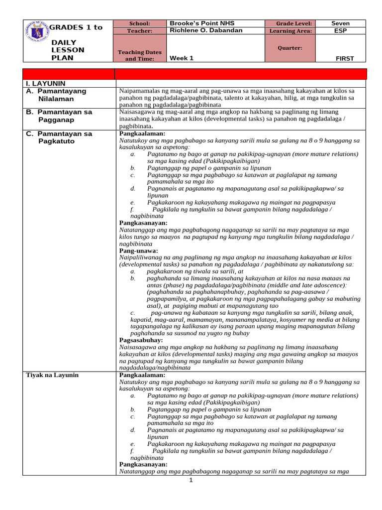 Esp DLP Final For Module 1.1 GR7 FF | PDF