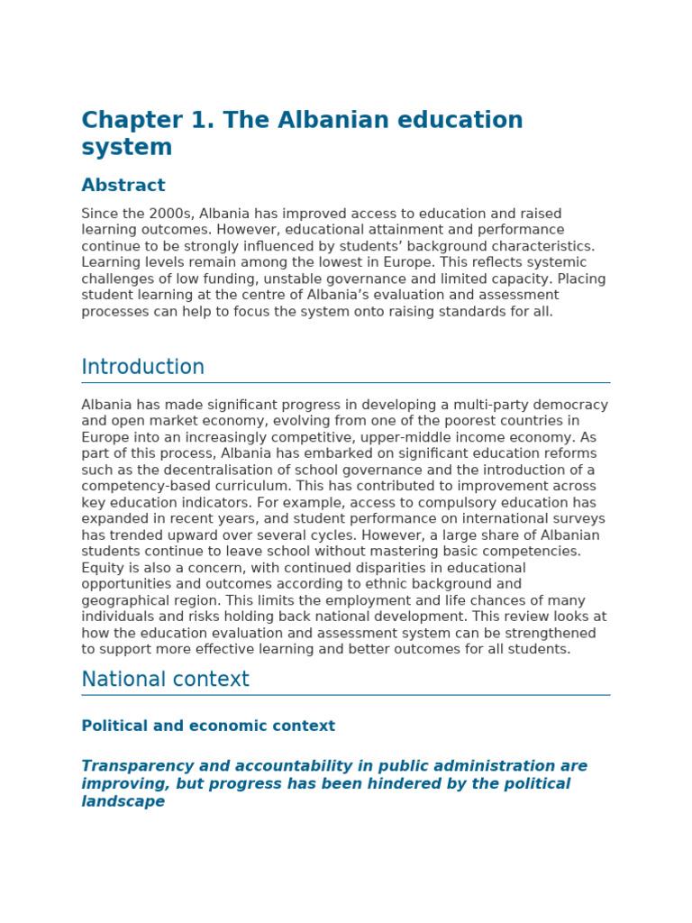 Albanian Education System | PDF