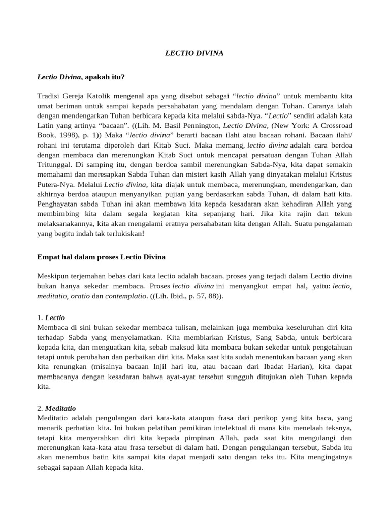Panduan Lengkap Lectio Divina | PDF