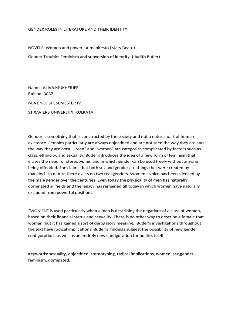 Gender Roles & Identity in Literature | PDF
