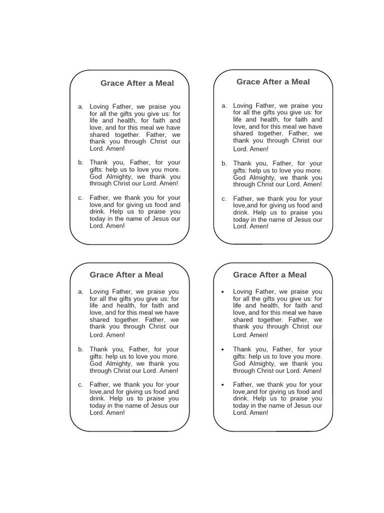 Grace After Meals Prayer Guide | PDF