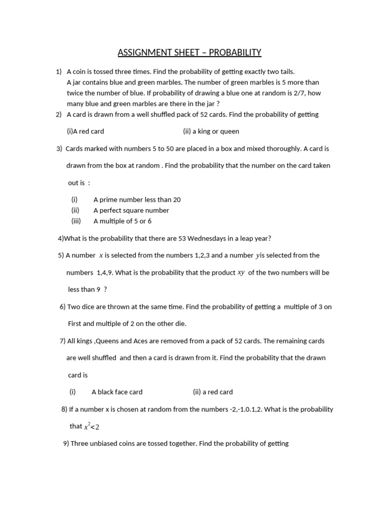 Probability Assignment Problems | PDF
