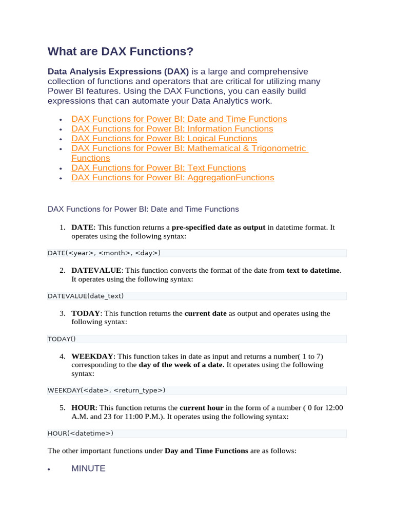 What Are DAX Functions | PDF | Function (Mathematics) | Elementary Mathematics